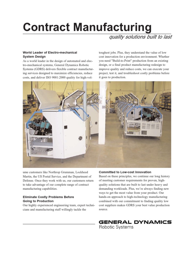 Contract Manufacturing: Quality Solutions Built To Last | PDF | Business