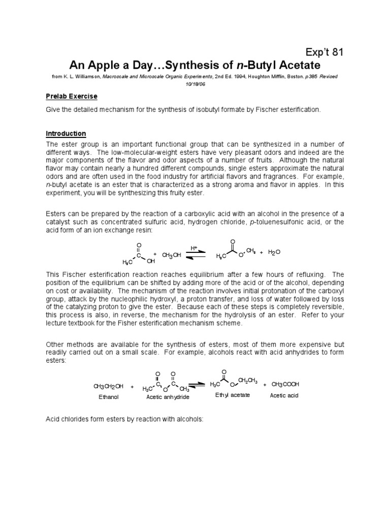 Preparation of Butyl Acetate PDF | PDF | Ester | Distillation