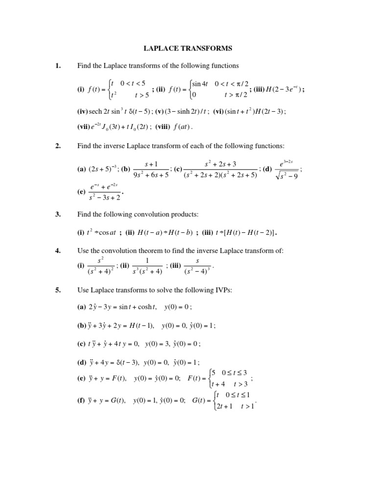 Laplace Transforms 2012 | PDF | Laplace Transform | Mathematical Analysis