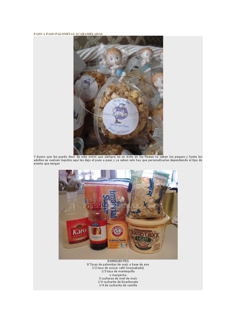 Paso A Paso Palomitas Acarameladas | PDF | Caramelo | Palomitas de maiz