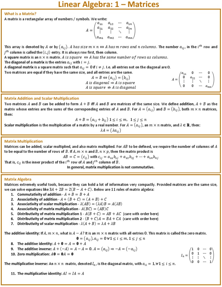 Linear Alegbra 1a | PDF