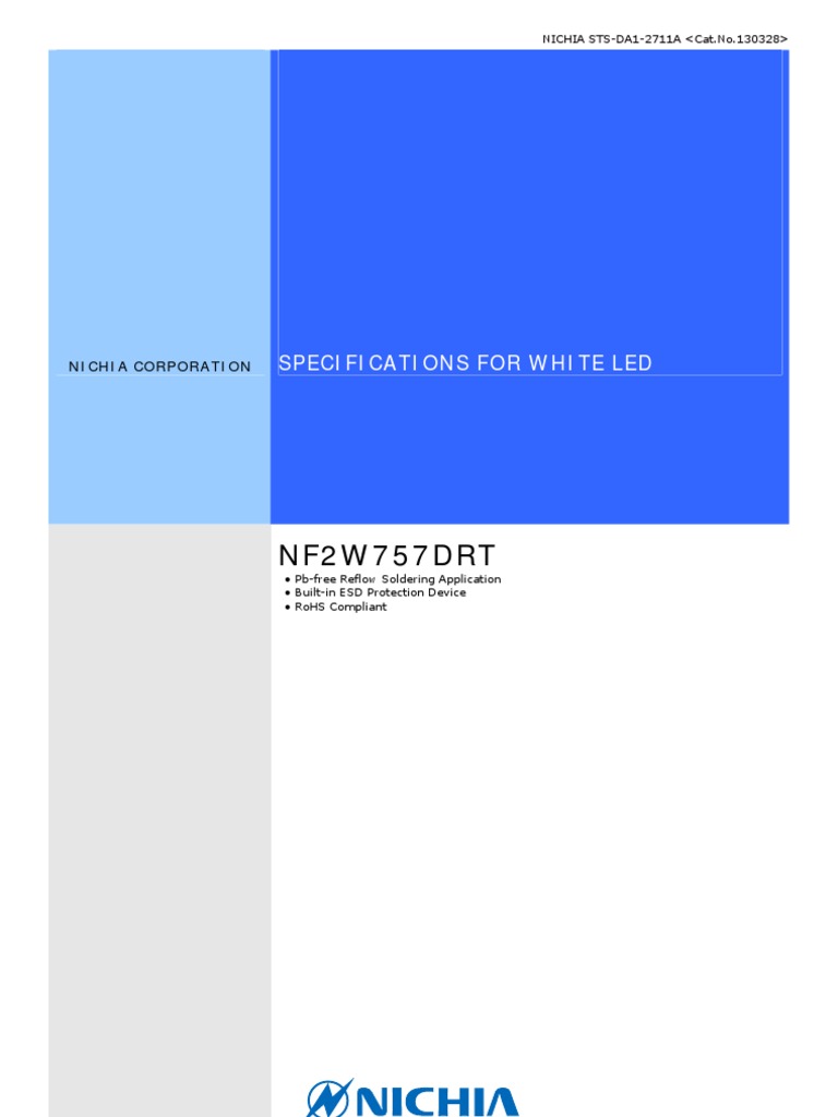 White LED Datasheet | PDF | Electrostatic Discharge | Light Emitting Diode