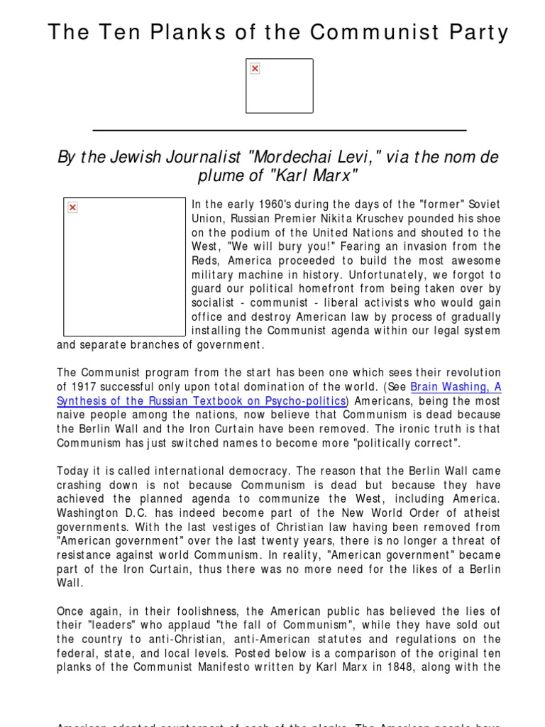 The Ten Planks of The Communist Party | PDF | Federal Government Of The ...