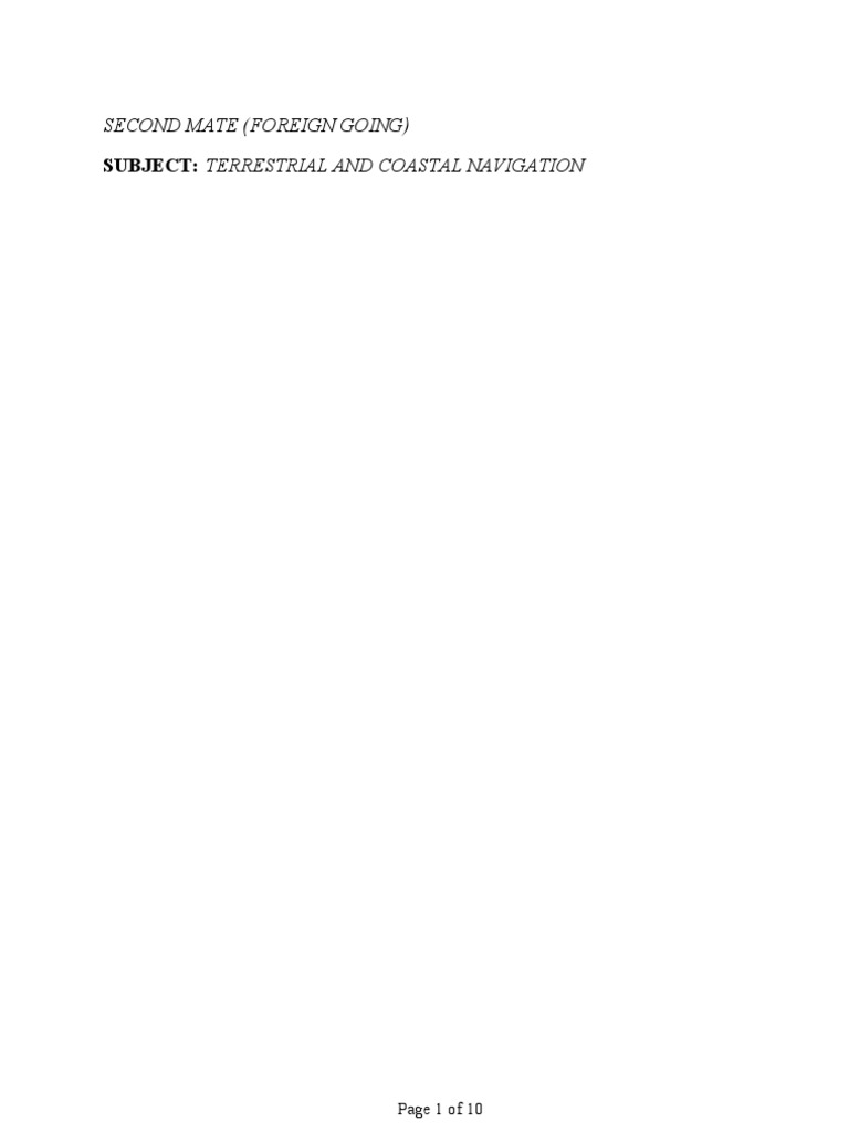 Terrestrial and Coastal Navigation - Competence 1.1-18012011 | PDF ...