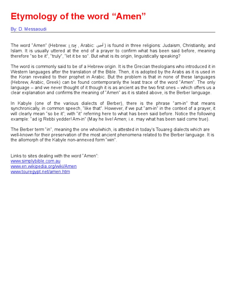 Etymology and Meaning of "Amen" | PDF
