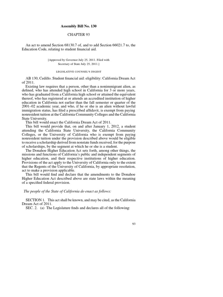 Assembly Bill No. 130: Legislative Counsel's Digest | PDF | Public Law ...
