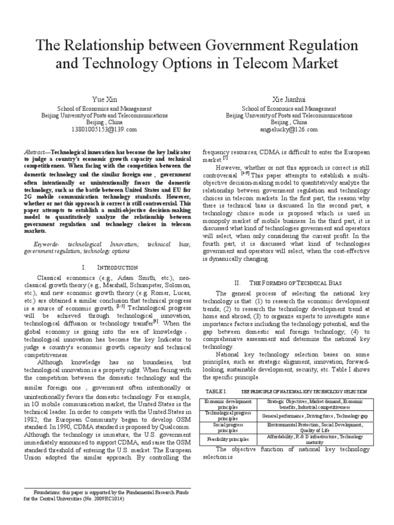 Telecom Regulation | PDF | Competitiveness | Innovation