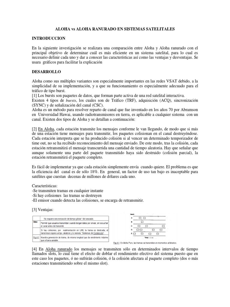 Aloha Vs Aloha Ranurado en Sistemas Satelitales | PDF | Ingeniería en ...