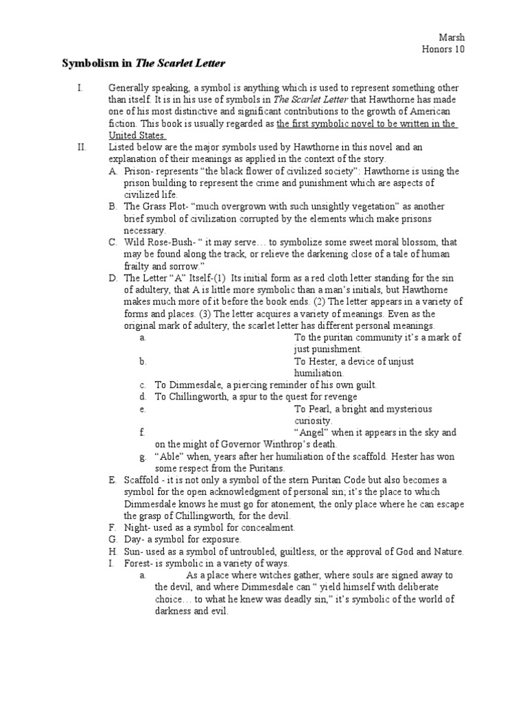 Symbolism in The Scarlet Letter | PDF | The Scarlet Letter | Narrative