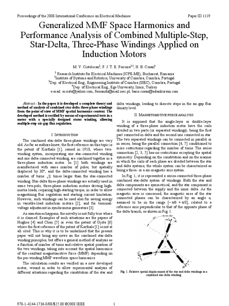 Generalized MMF Space Harmonics and Performance Analysis of Combined Multiple-Step, Star-Delta ...