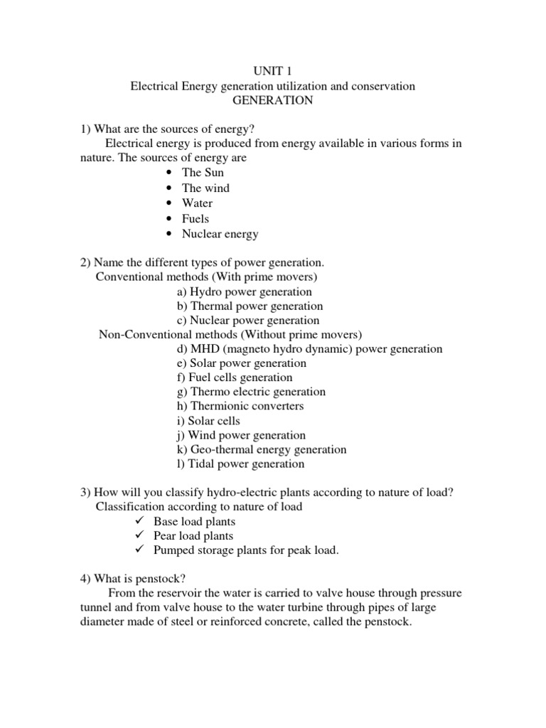 Electrical Energy Generation Utilization and Conservation | PDF | Power ...