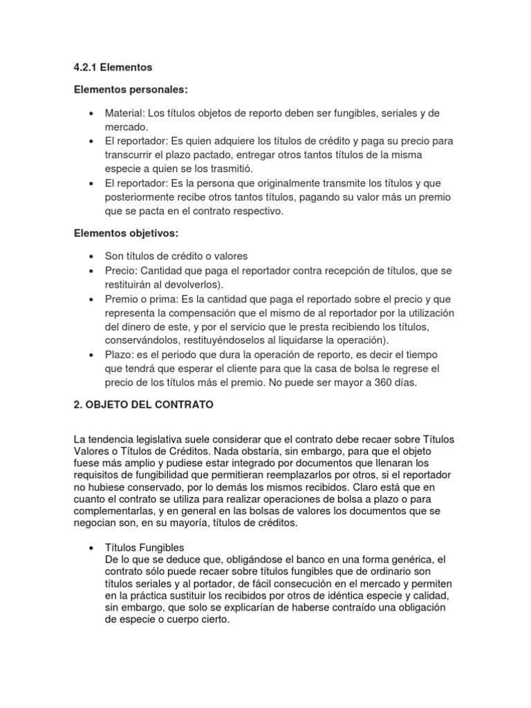 Derecho Mercantil El Reporto | Inversiones | Bancos