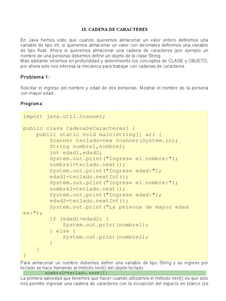 TUTORIAL Cadena de Caracteres | Descargar gratis PDF | Cadena ...