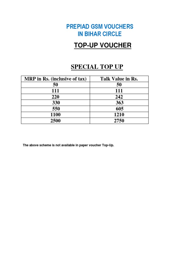 Bihar Prepaid GSM Vouchers & Plans | PDF | Software Defined Radio ...