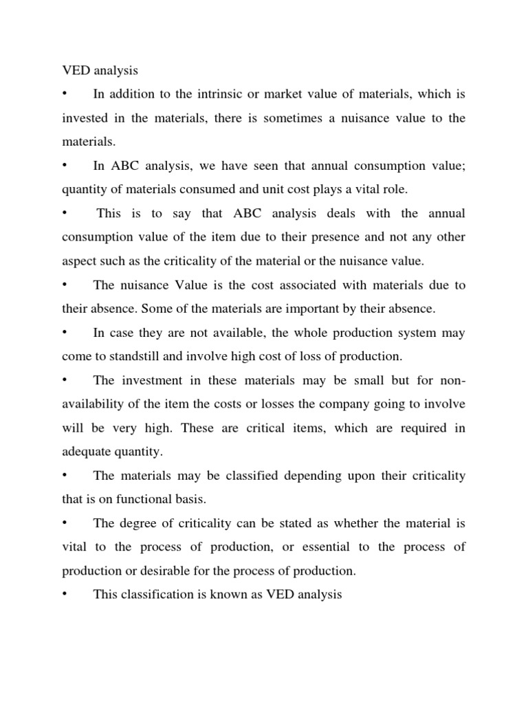 VED Analysis | PDF | Inventory | Economies