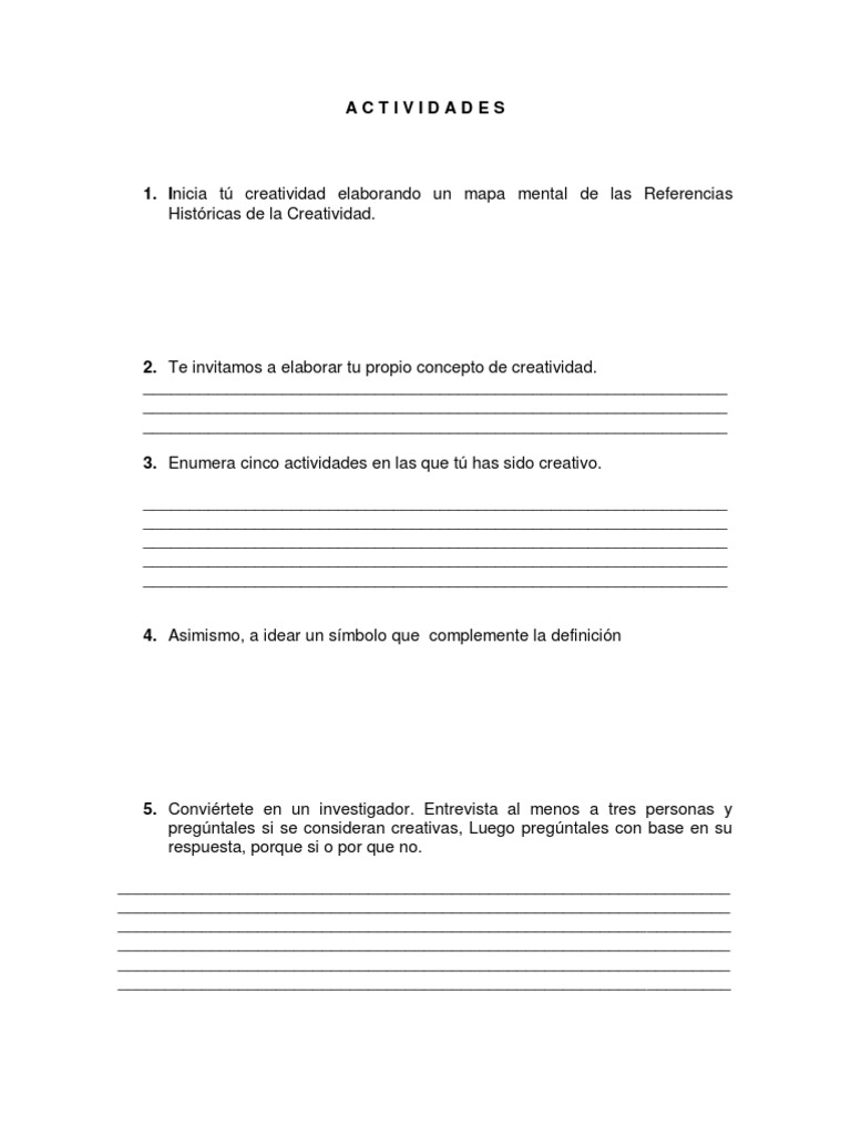 Actividades para Fomentar la Creatividad | PDF | Relaciones personales ...