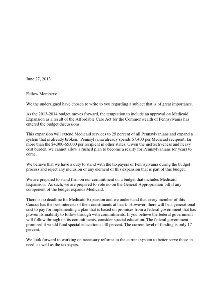 Krieger Letter | PDF | Medicaid | Patient Protection And Affordable ...