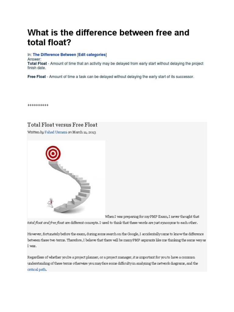 What Is The Difference Between Free and Total Float | Download Free PDF ...