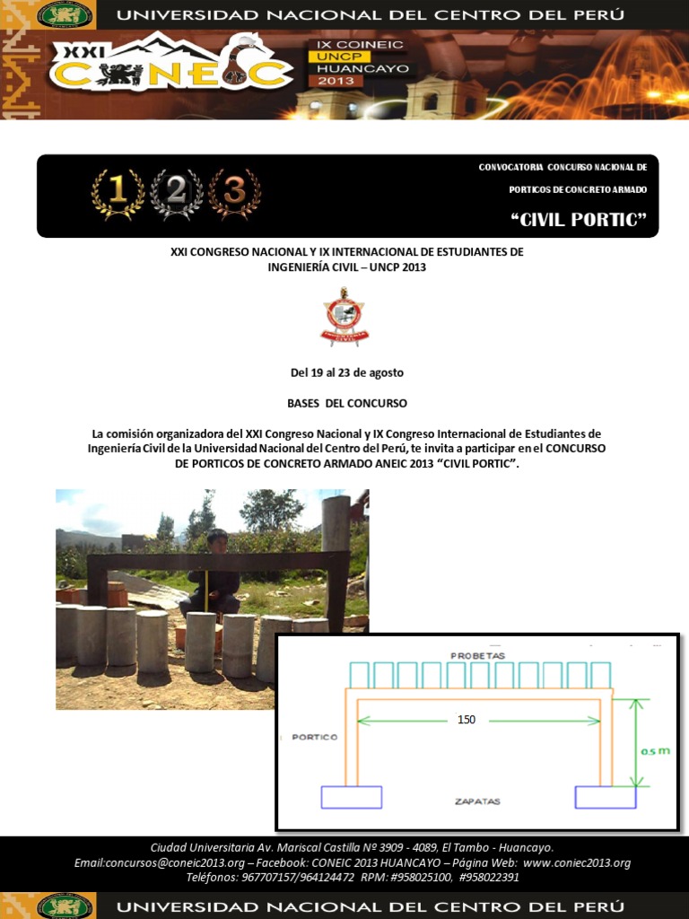 CONCURSO-NACIONAL-DE-PÓRTICOS-DE-CONCRETO-ARMADO. Coneic 2013 | PDF | Presupuesto | Diseño