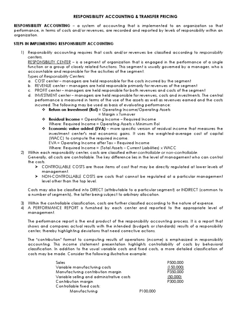 Responsibility Accounting | PDF | Revenue | Income