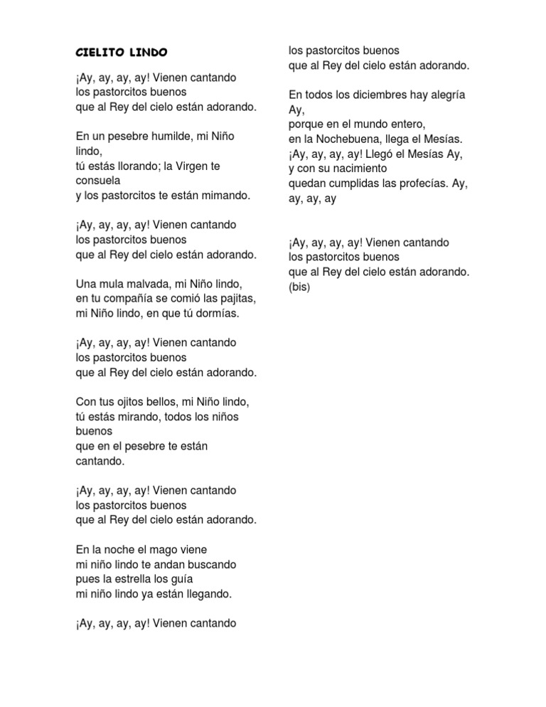 Villancico Cielito Lindo: Letra y Significado | PDF