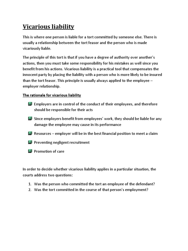 Vicarious Liability | Vicarious Liability | Tort