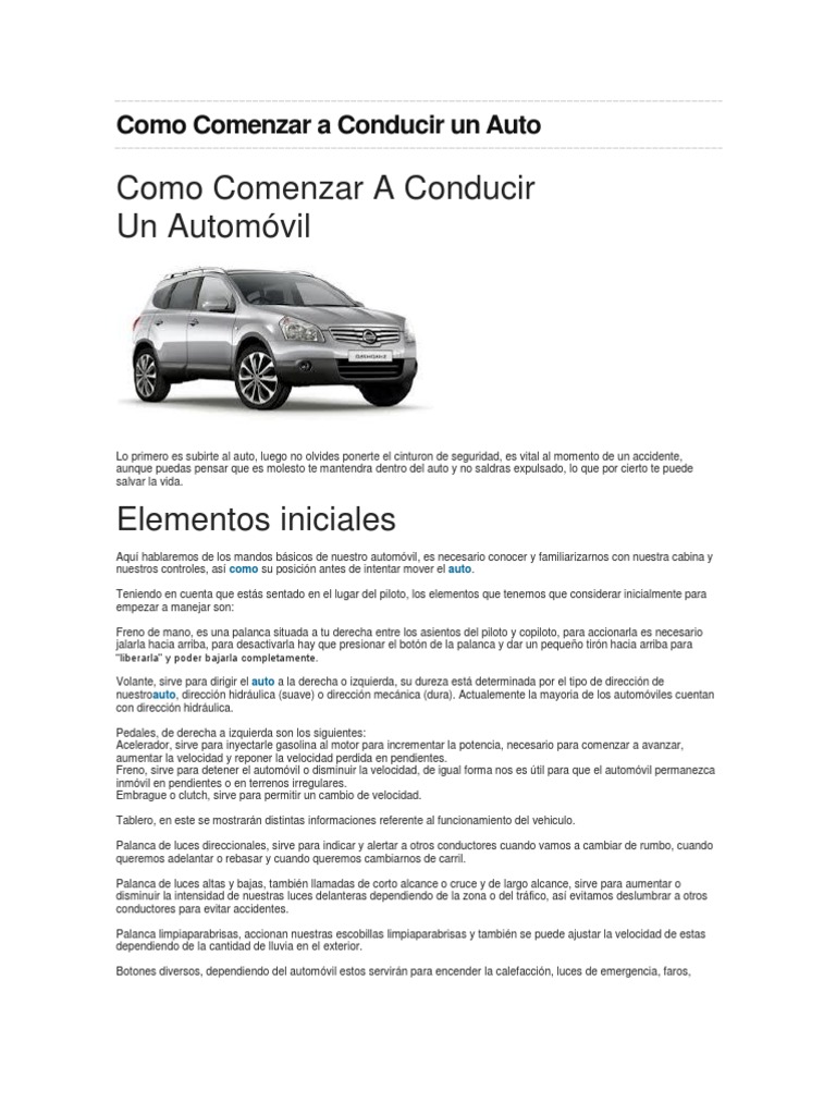 Pasos para Aprender a Conducir un Auto | PDF | Embrague | Coche