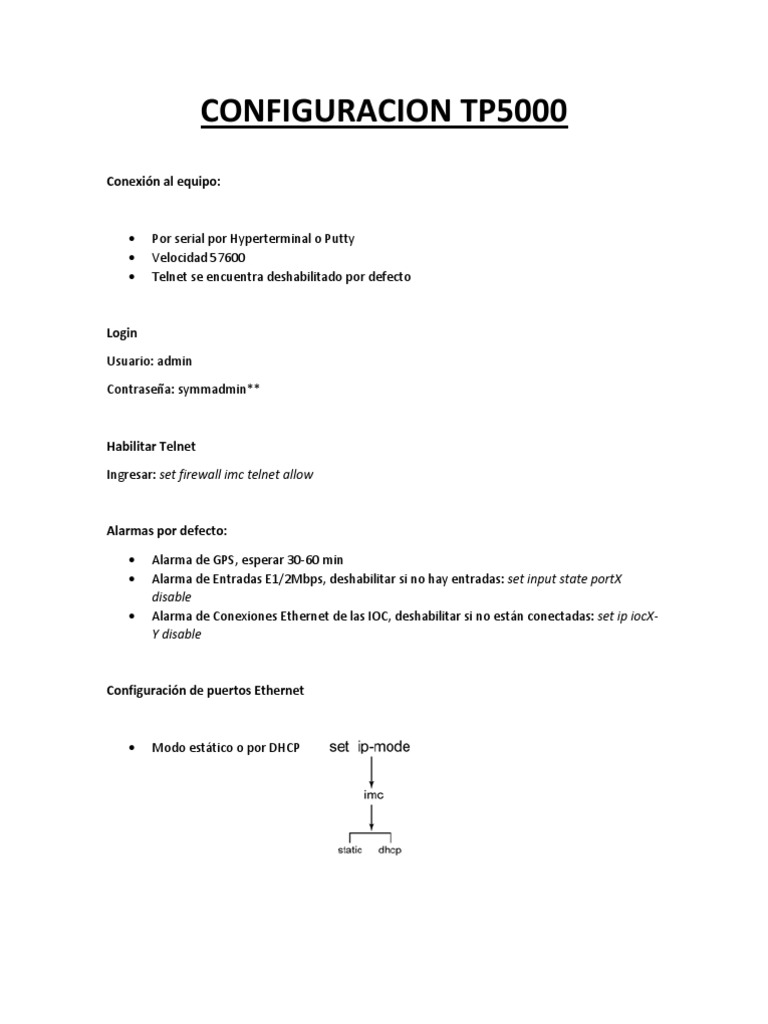 Configuracion TP5000 | PDF