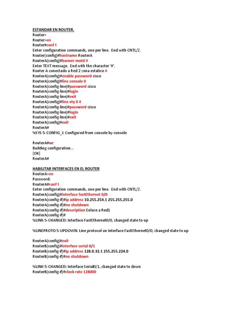 Comandos Router | PDF | Router (Computing) | Wide Area Network