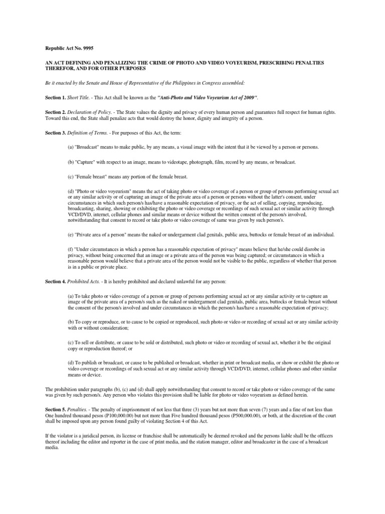 Republic Act No 9995 | Download Free PDF | Crime & Violence | Crime ...