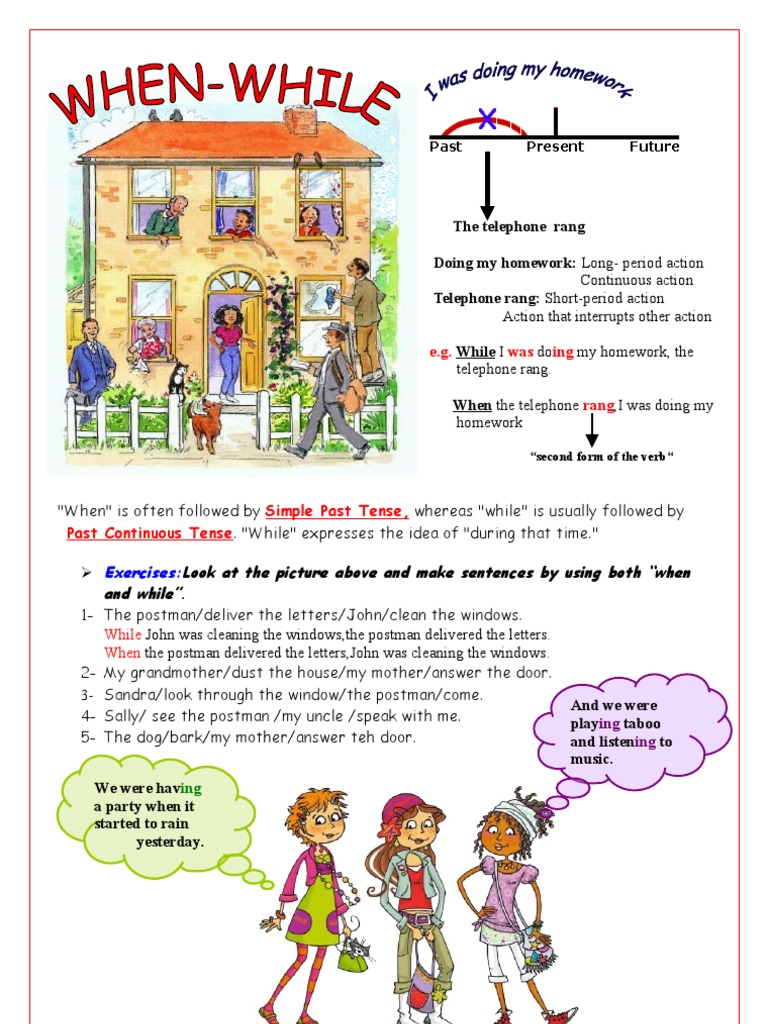 Past Continuous+Past Simple When While | PDF | Linguistic Typology | Linguistics
