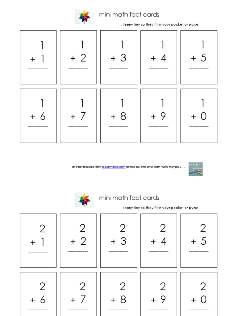Math Fact Cards | PDF | Teaching Methods & Materials