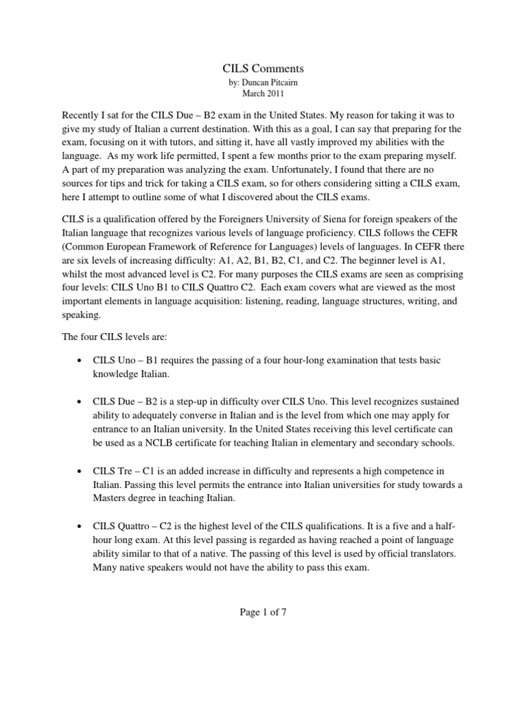 CILS Comments | PDF | Educational Assessment And Evaluation | Test ...