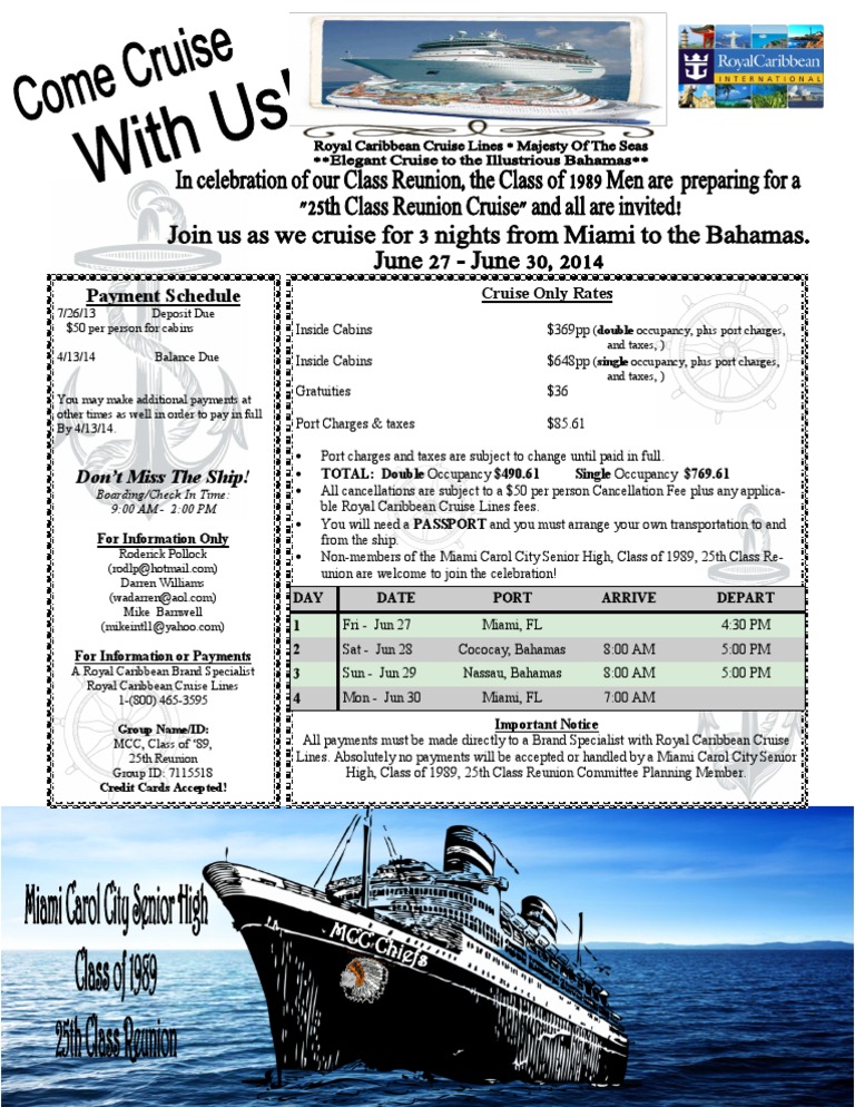 MCC Class of '89 Reunion Cruise | PDF