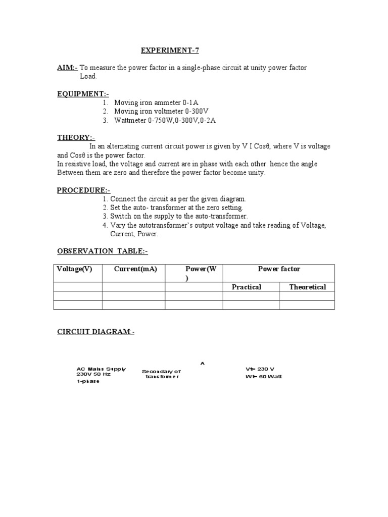 7 Power Factor Measurement | PDF