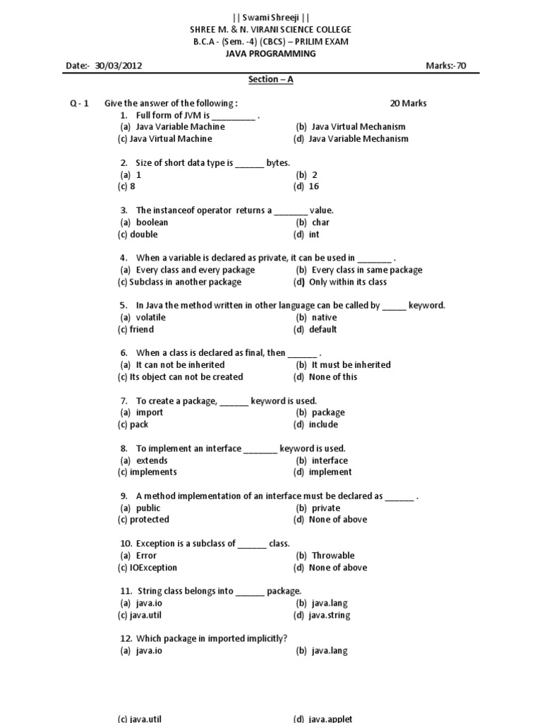 4 Bca Java | PDF | Java (Programming Language) | Class (Computer ... 4 Bca Java | PDF | Java (Programming Language) | Class (Computer ...