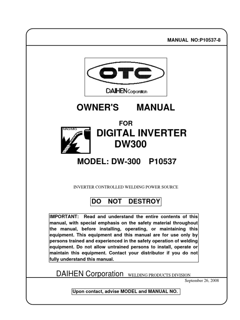 DW300 Inverter Welding Manual | PDF | Welding | Construction