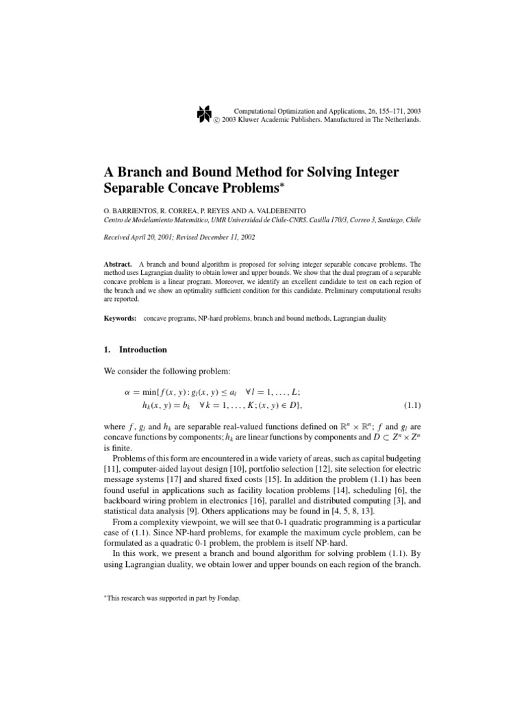 (Barrientos O.) A Branch and Bound Method For Solv | Download Free PDF | Linear Programming ...