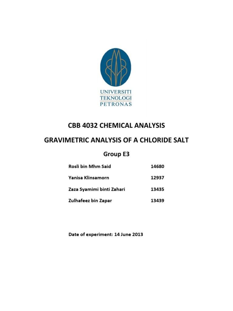 Gravimetry Analysis Lab Report | PDF | Precipitation (Chemistry) | Mole (Unit)
