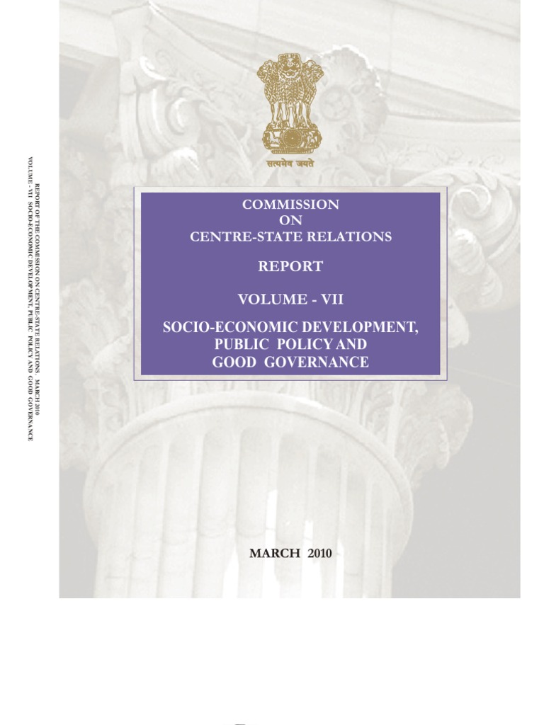 Punchhi Commission Report Volume 7 On Centre State Relaitons. | PDF ...
