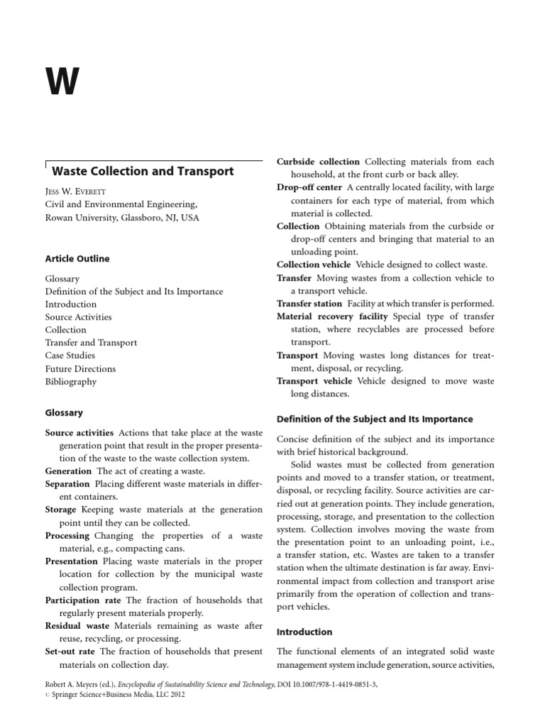Waste Collection and Transport | PDF | Municipal Solid Waste | Recycling