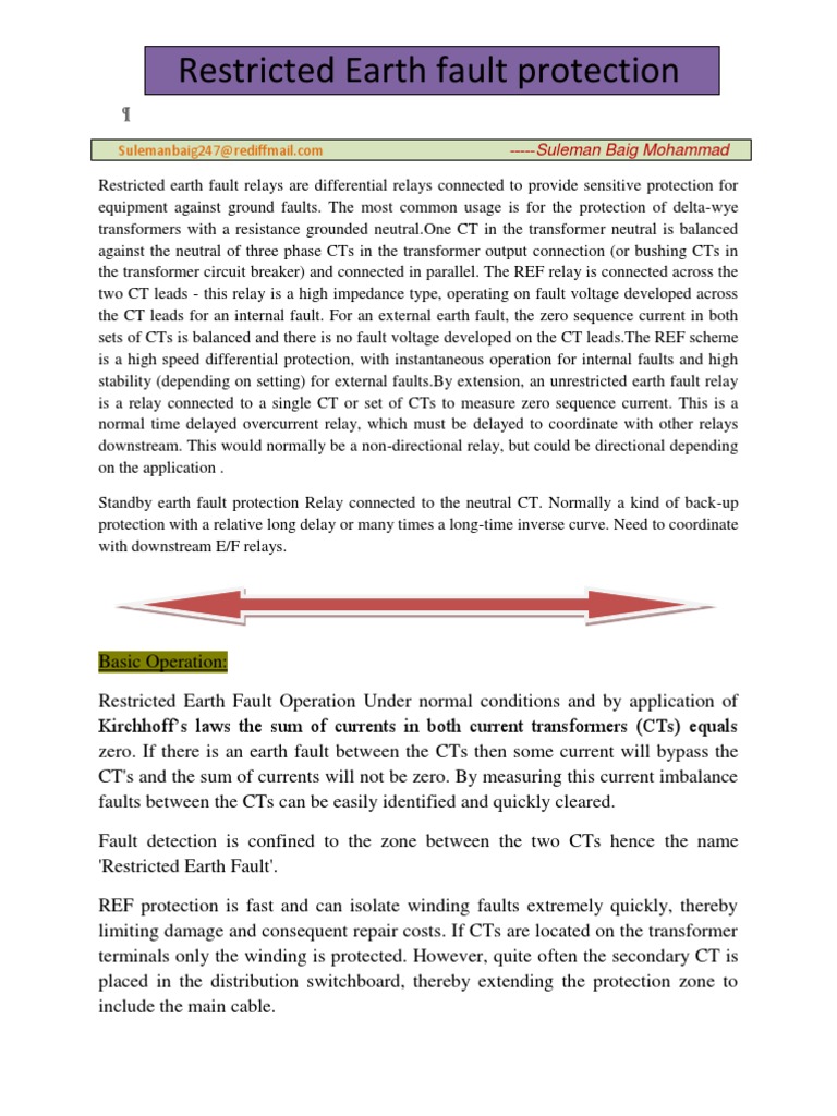 Restricted Earth Fault Relay | PDF | Transformer | Relay