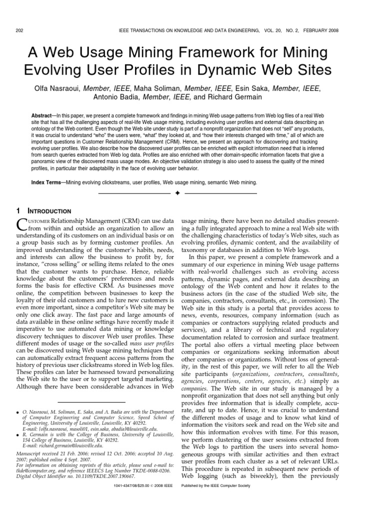 Web Usage Mining Pdf Cluster Analysis World Wide Web