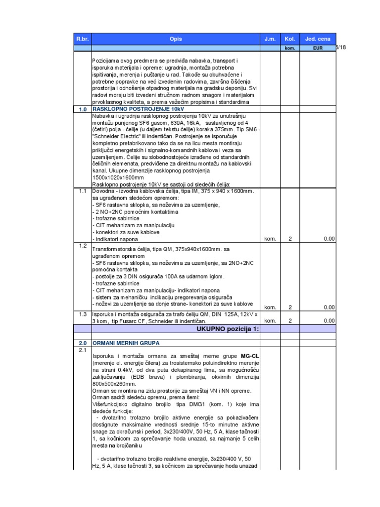 PD - Predmer I Predracun | PDF