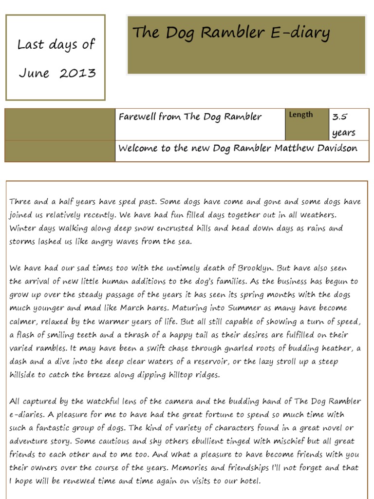The Dog Rambler E-Diary Sign Off | PDF