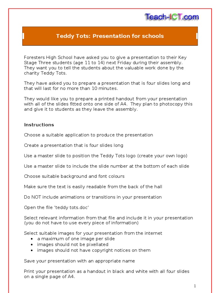 Teddy Tots Task | PDF | Art