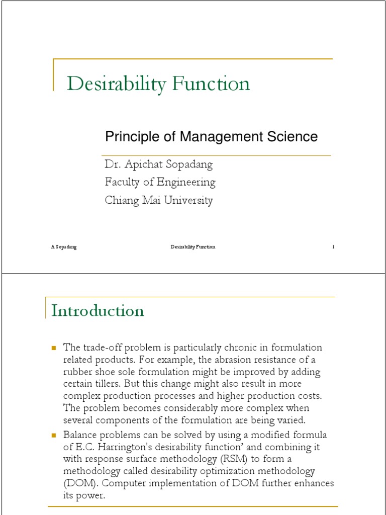 Desirability Function | PDF | Mathematical Optimization | Function (Mathematics)