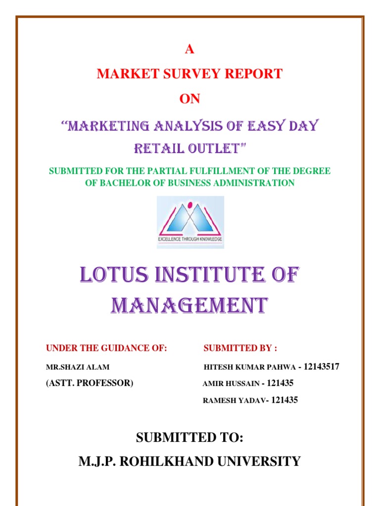 Lotus Institute of Management: "Marketing Analysis of Easy Day Retail ...