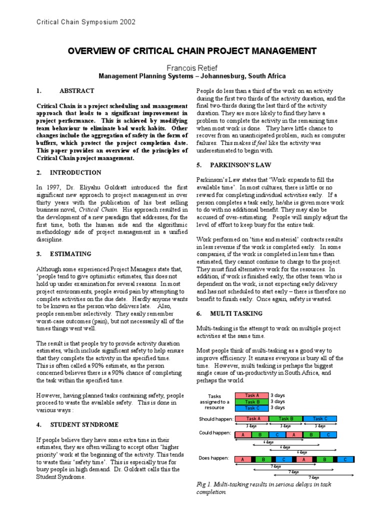 Overview of Critical Chain Project Management | PDF | Project ...