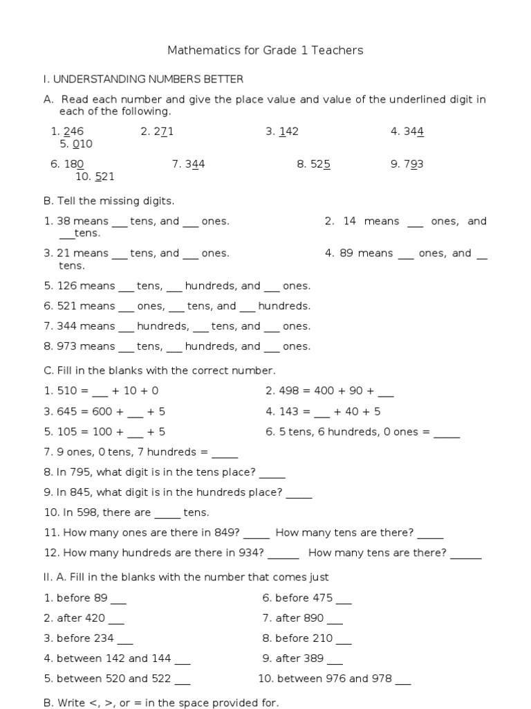 Grade 1 Mathematics Teacher's Guide | PDF | Sports & Recreation
